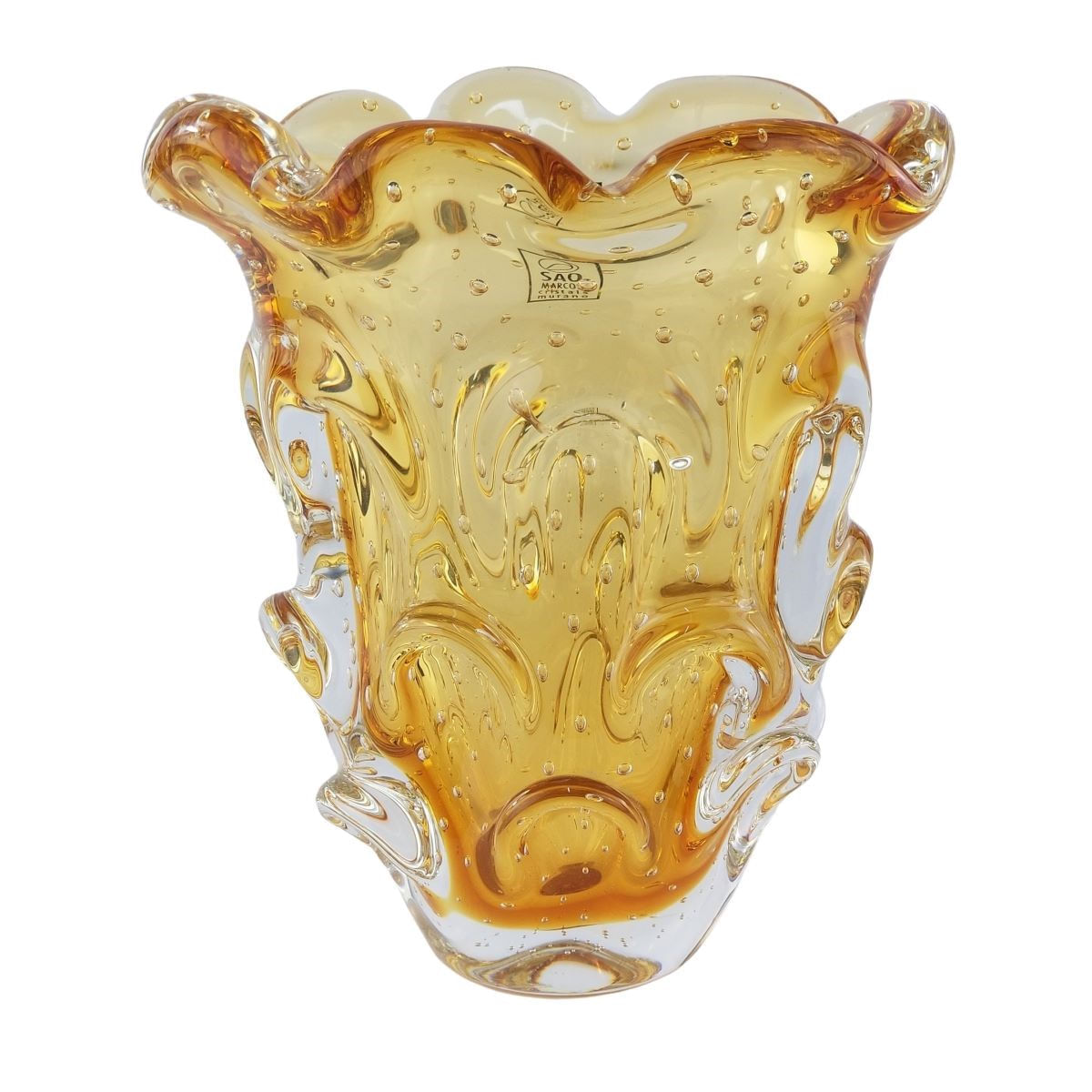 Vaso de Murano Pequeno Cristais São Marcos - Âmbar - Camicado